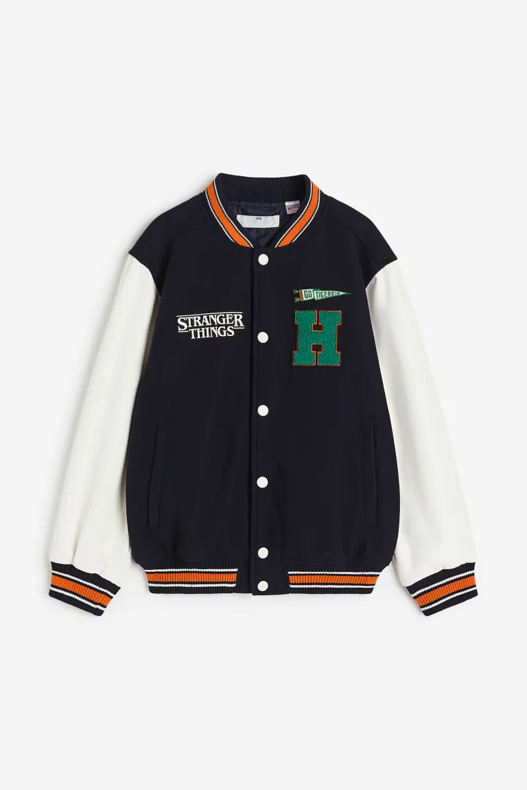 Stranger Things Wool Baseball Black Varsity Jacket - Stranger Things ...